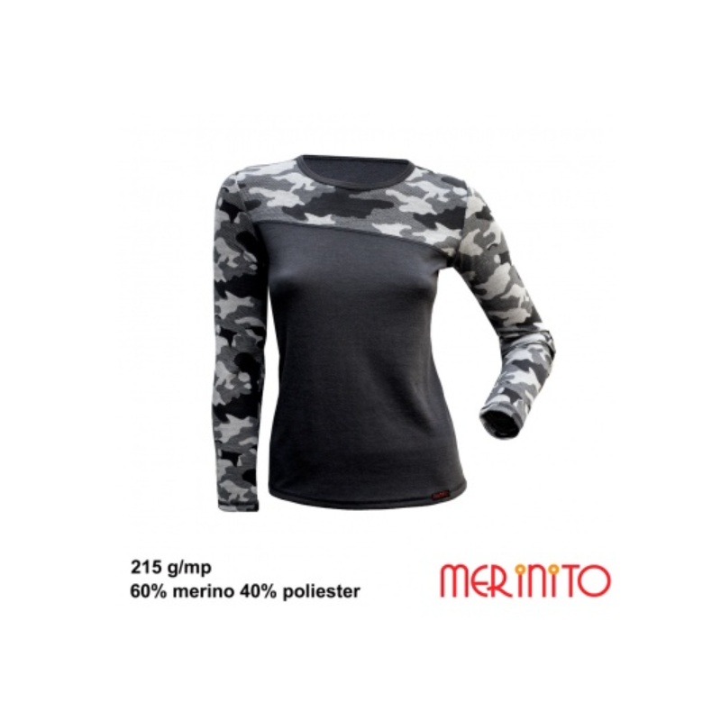 Bluza dama Merinito 215g Mesh lana merinos Culoare Negru Marime XS